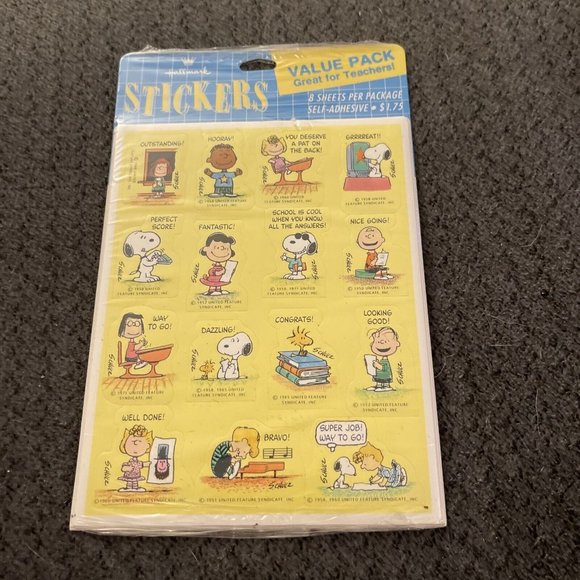 Hallmark | Other | New Pack Of Hallmark Stickers Peanuts Snoopy ...